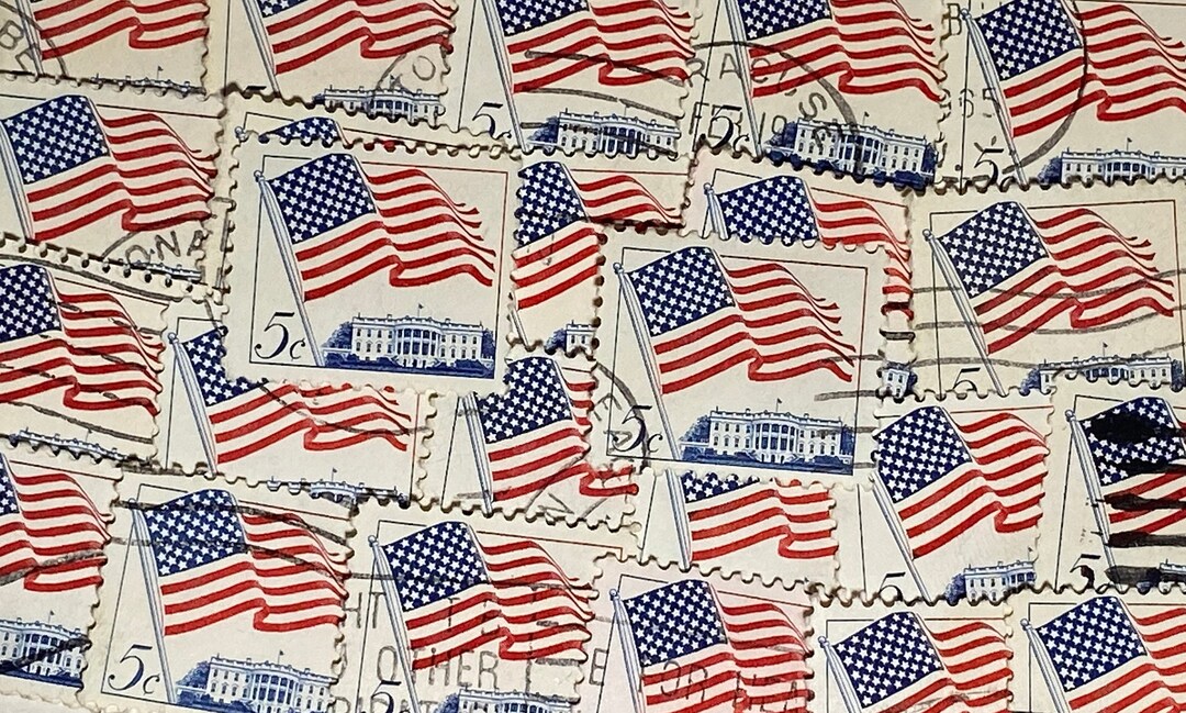 Stamp Art, US Flag, 5 Cents, USA, Used Stamps - Etsy