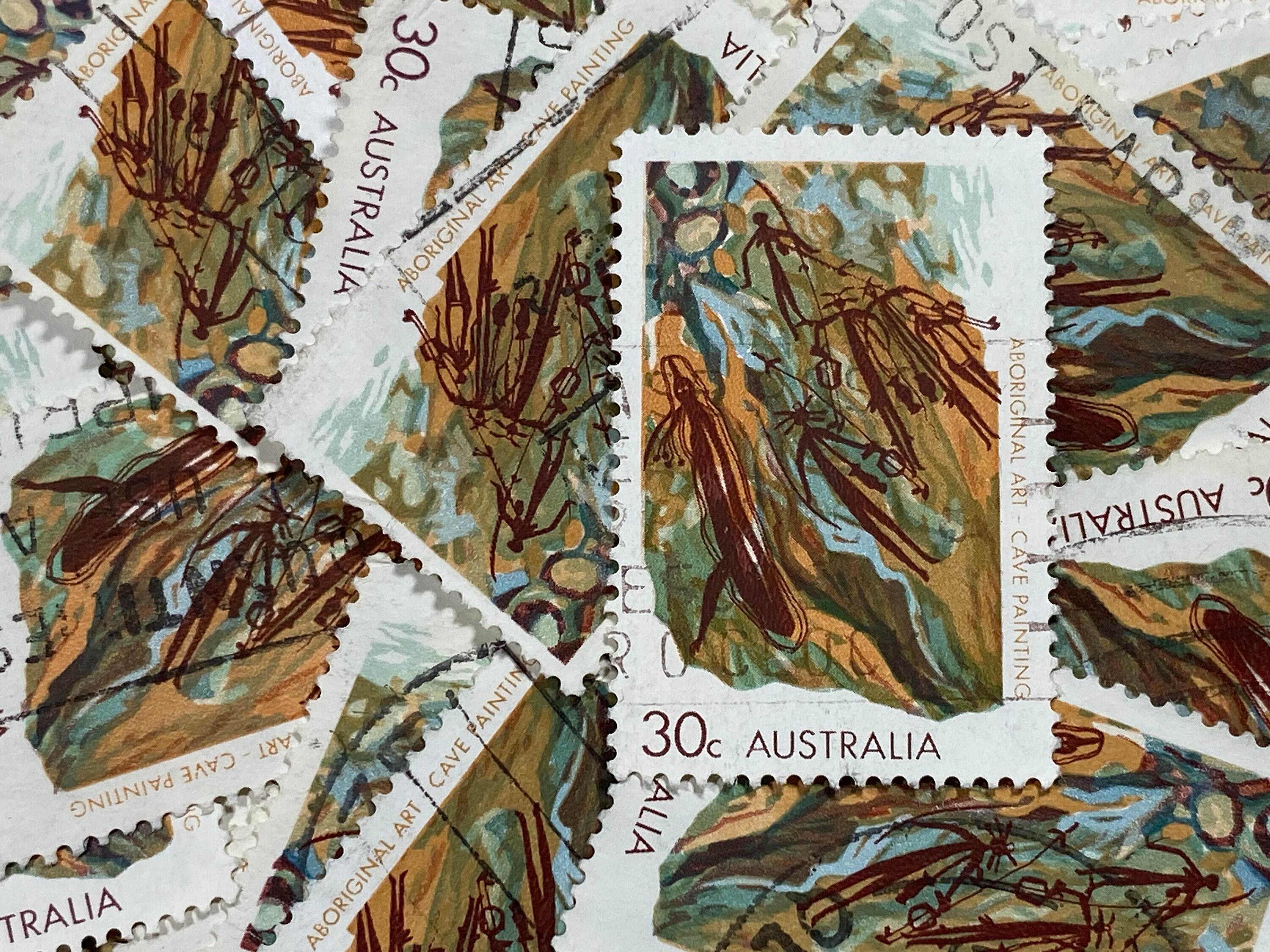 Stamp Art, Cave Paintings, Aboriginal Art, 30 Cents, Australia, Large ...