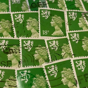 Stamp Art, Bright Green, Queen Elizabeth II, Machin, Great Britain ...