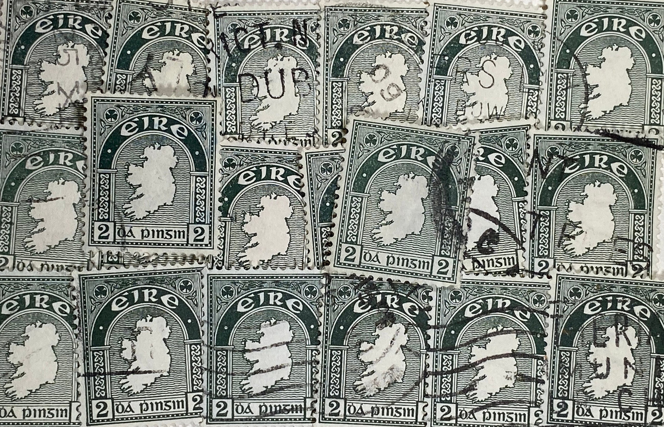 Stamp Art, Green, Map of Ireland, 2 Cents , Ireland, Used Stamps - Etsy