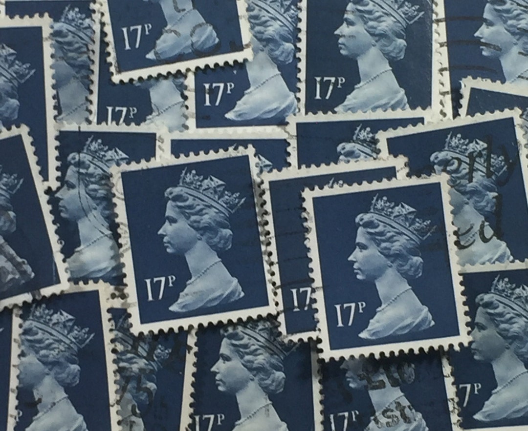 Stamp Art, Deep Blue, Queen Elizabeth II, Machin, Great Britain, Used ...