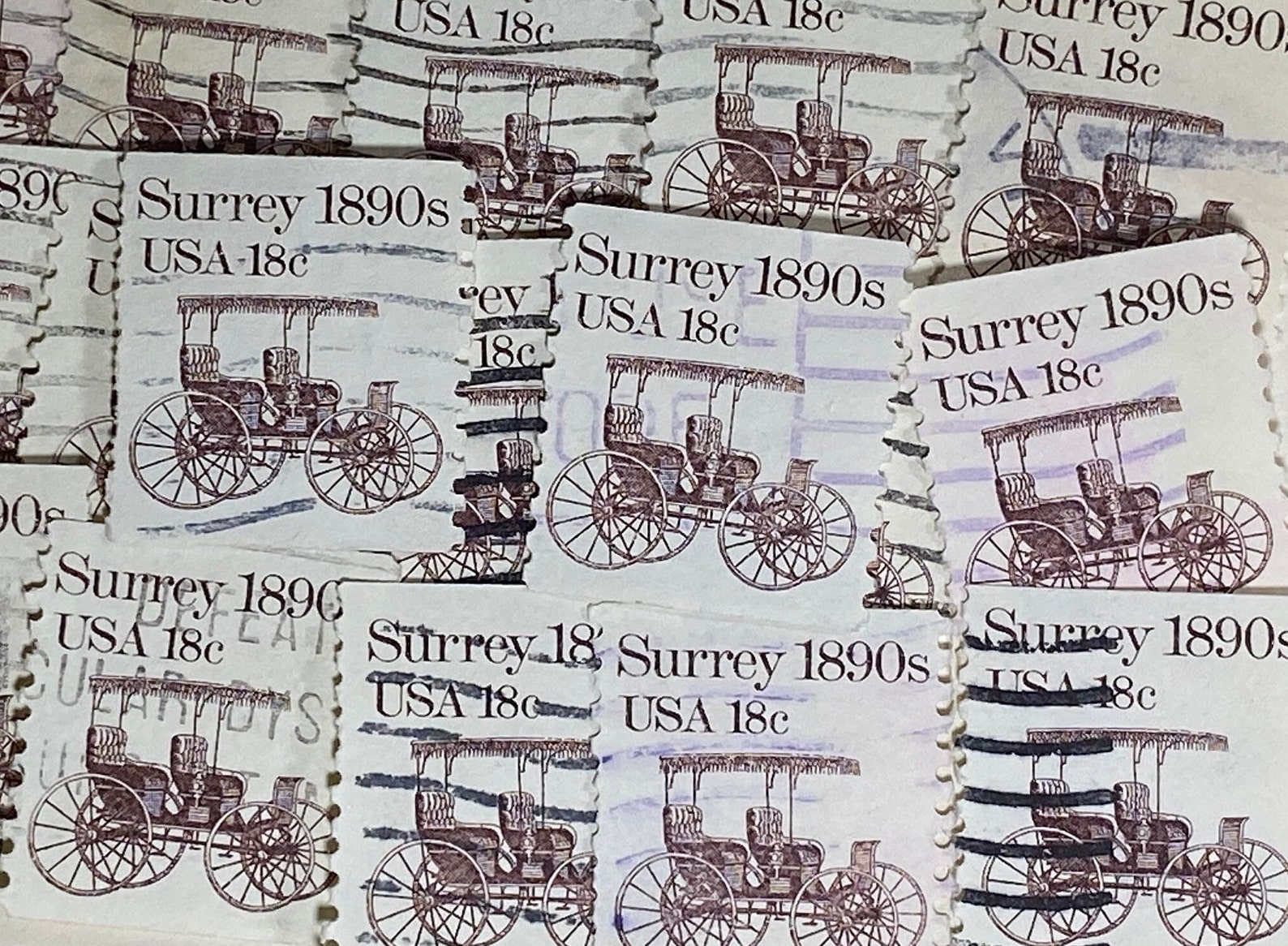 Stamp Art, Surrey 1890's, 18 Cents, USA, Used Stamps - Etsy