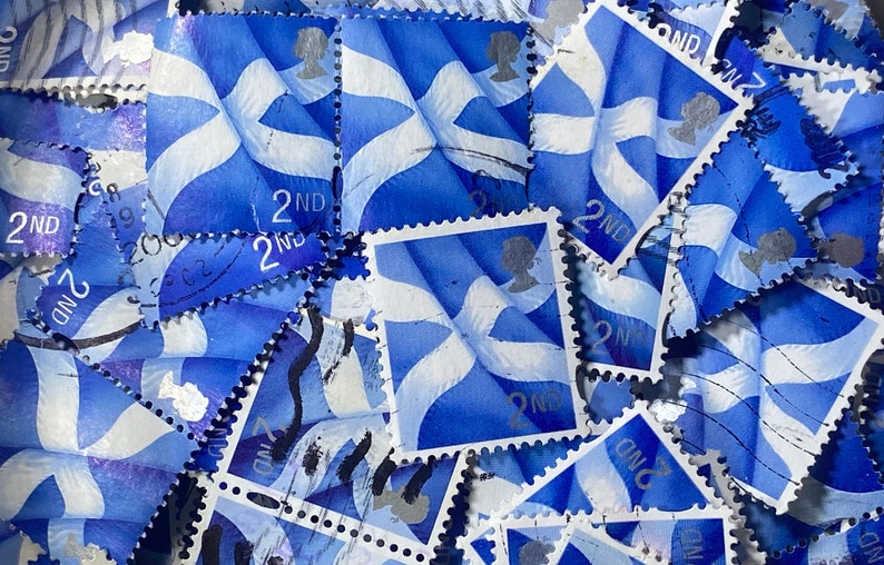Stamp Art, Blue White, Flag Scotland, 2nd Class, Great Britain, Used ...