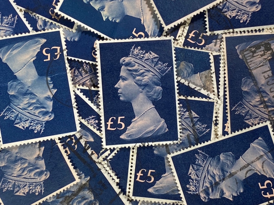 Stamp Art, Deep Navy Blue, Queen Elizabeth II, Machin, Great Britain ...