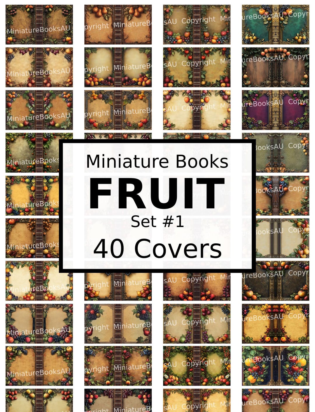 40 Fruit Miniature Book Covers, Downloadable Printable Books, Set #1 - Etsy