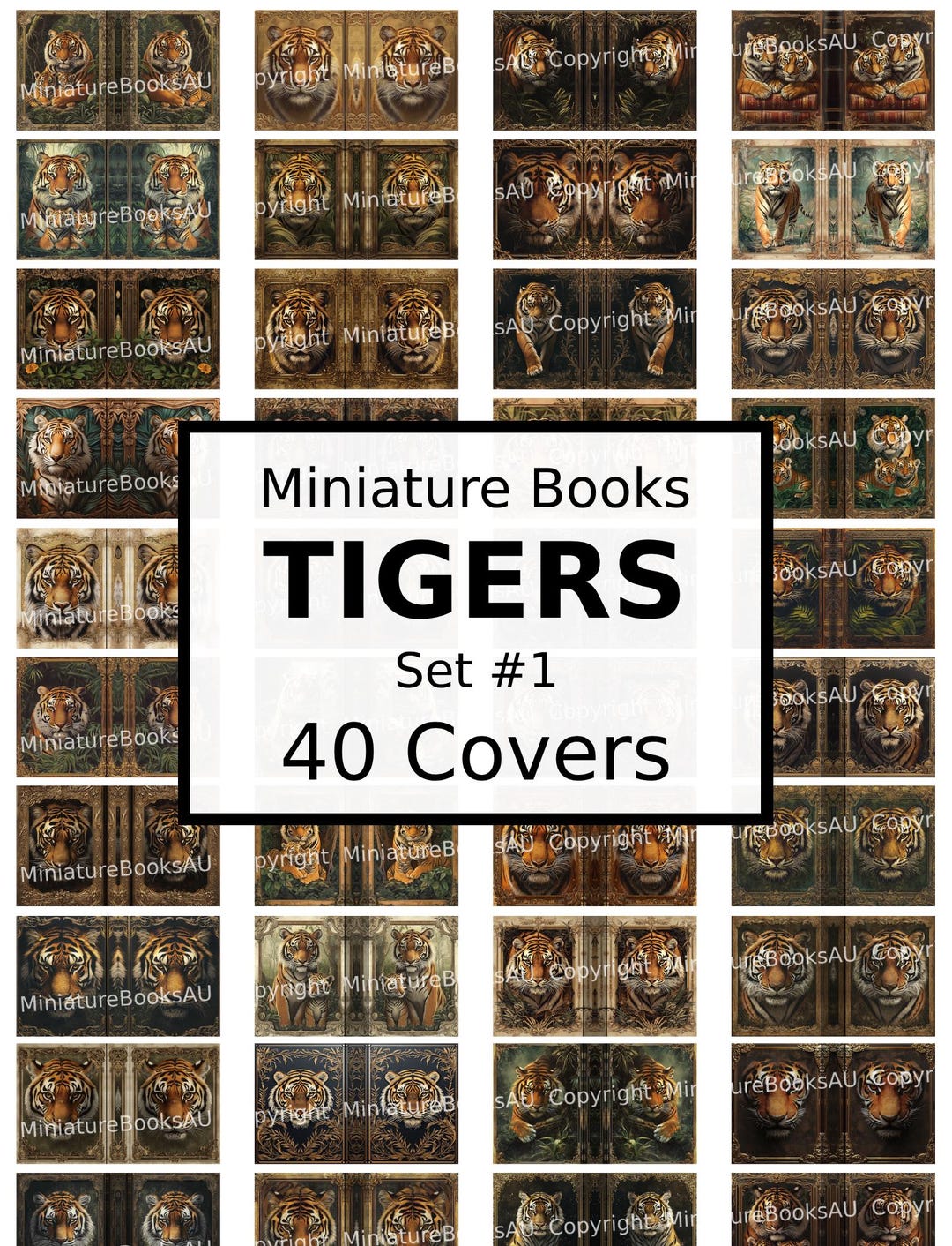 40 Tigers Miniature Book Covers, Downloadable Printable Books, Set #1 ...