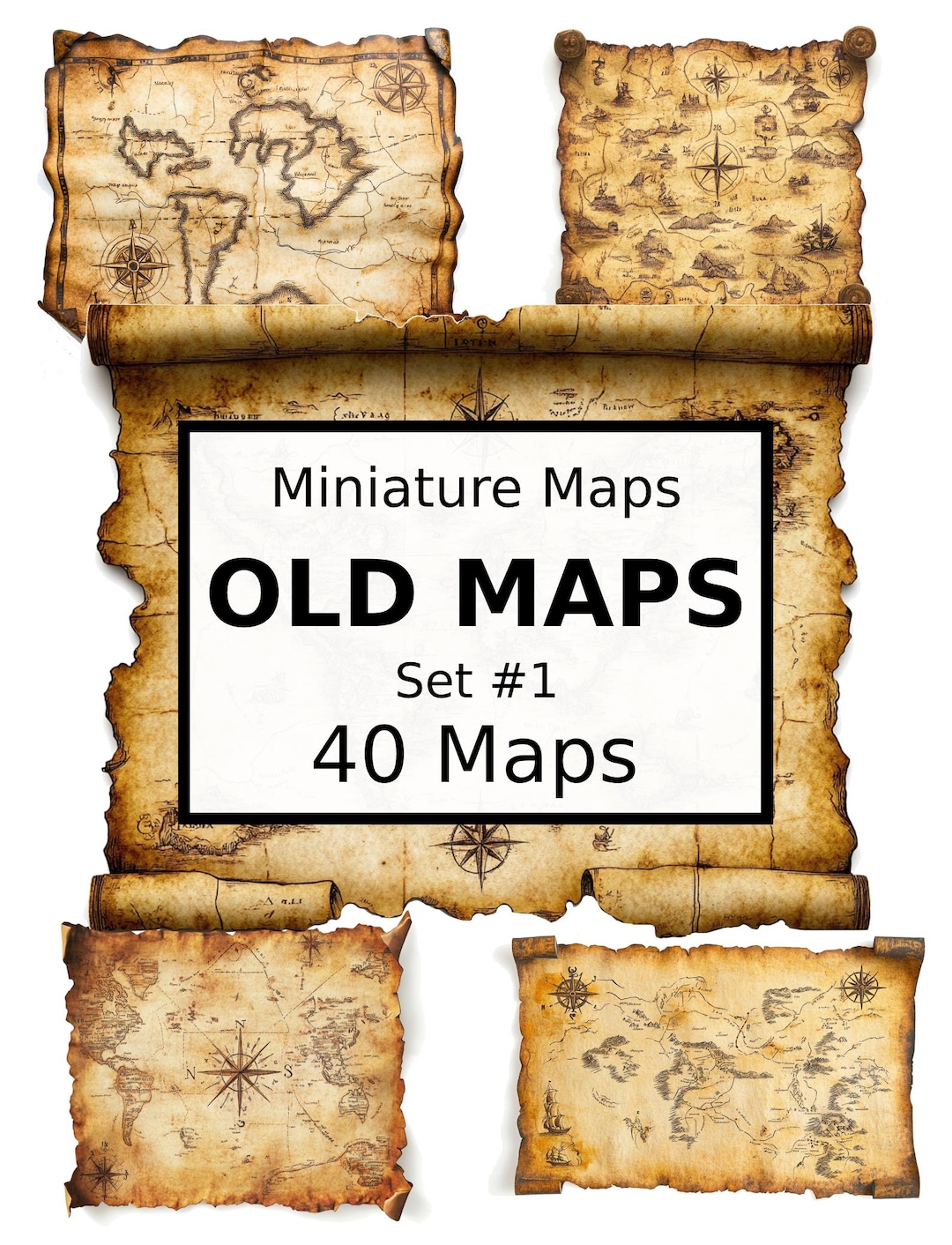 40 Old Treasure Maps, Downloadable Printable, Set #1 - Etsy