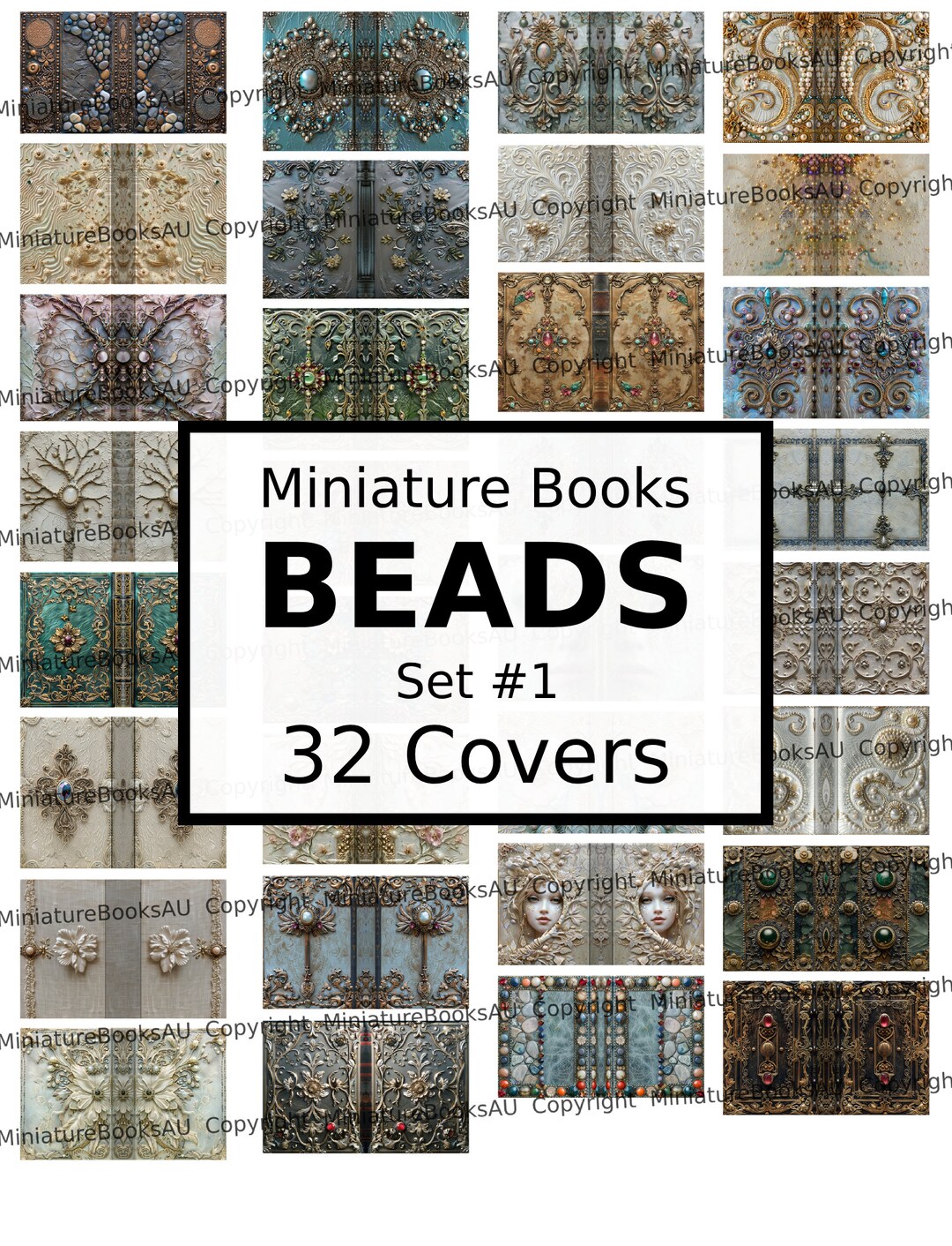 32 Bead Miniature Book Covers, Downloadable Printable Books, Set #1 - Etsy
