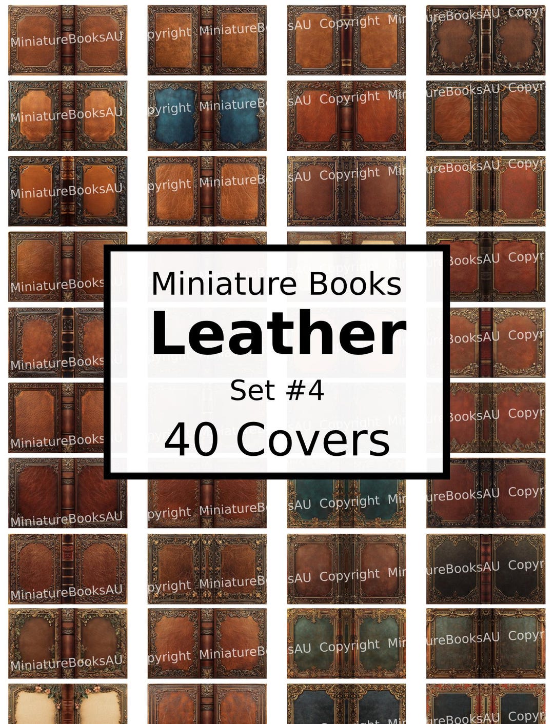 40 Leather Miniature Book Covers, Downloadable Printable Books, Set #4 ...