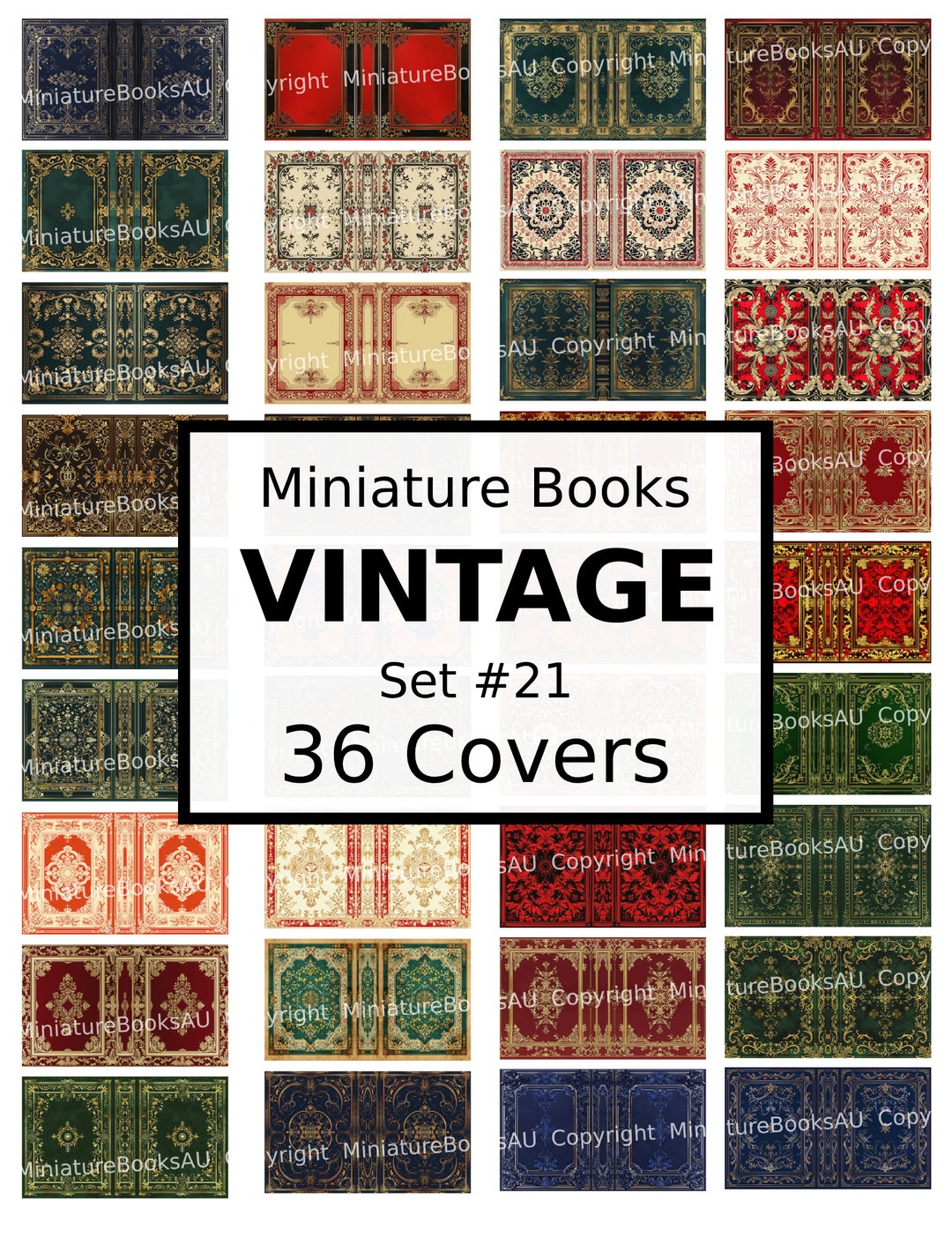 36 Vintage Miniature Book Covers, Downloadable Printable Books, Set #21 ...