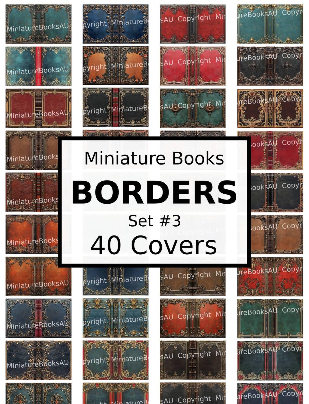 40 Borders Miniature Book Covers, Downloadable Printable Books, Set #3 ...