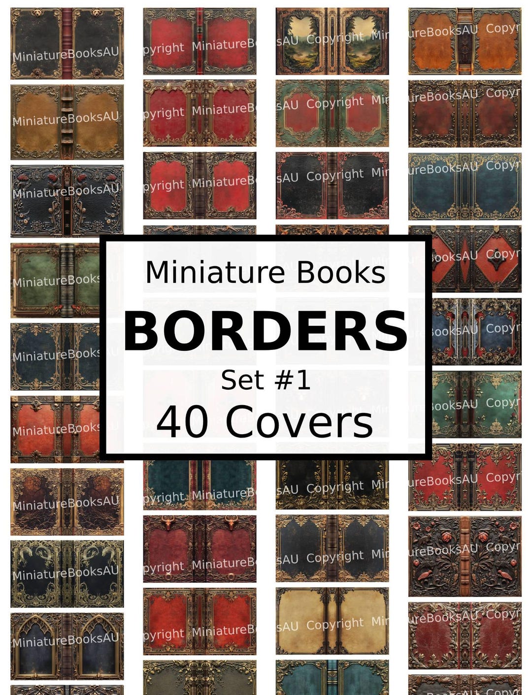 40 Borders Miniature Book Covers, Downloadable Printable Books, Set #1 ...