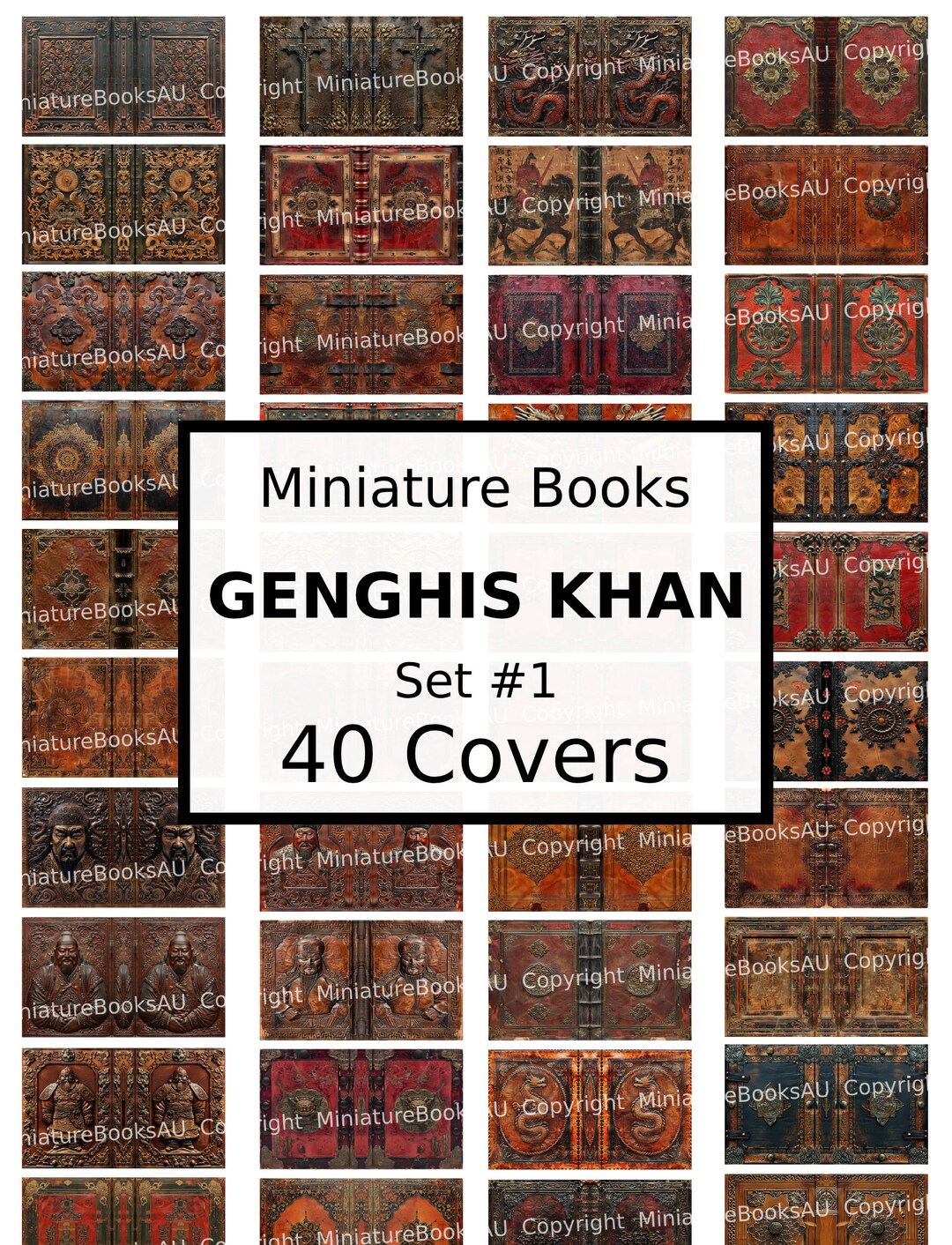 Genghis Khan Miniature Book Covers, 40 Covers, Downloadable Printable ...