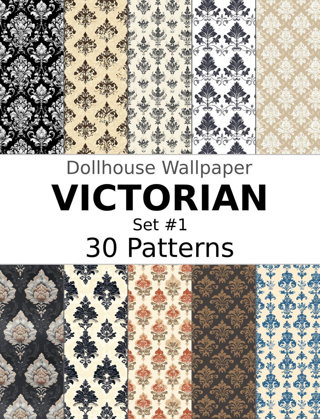 30 Victorian Dollhouse Wallpaper, Downloadable, Printable Patterns, Set ...