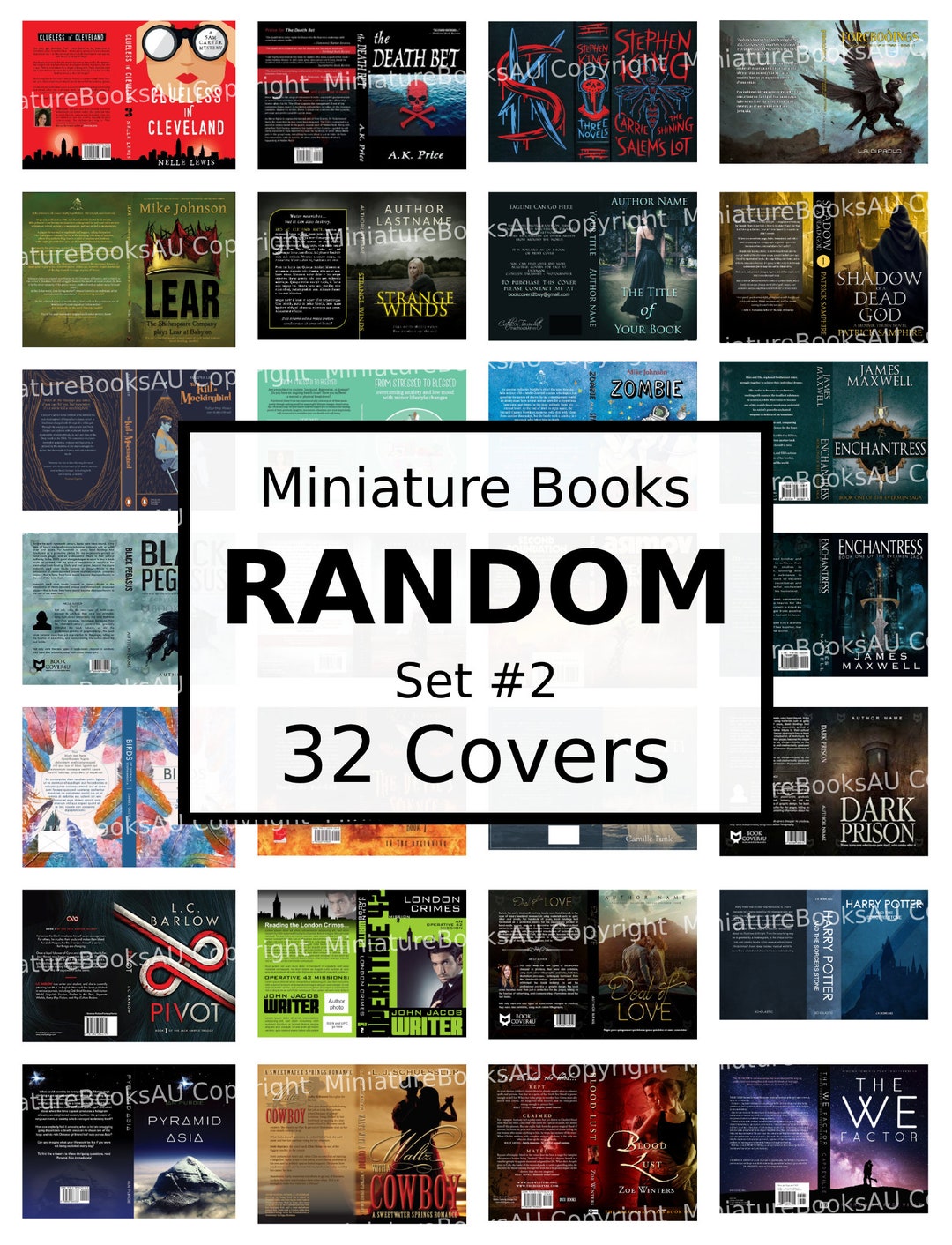 Set of 32 Miniature Book Covers, Downloadable Printable Books, Random ...