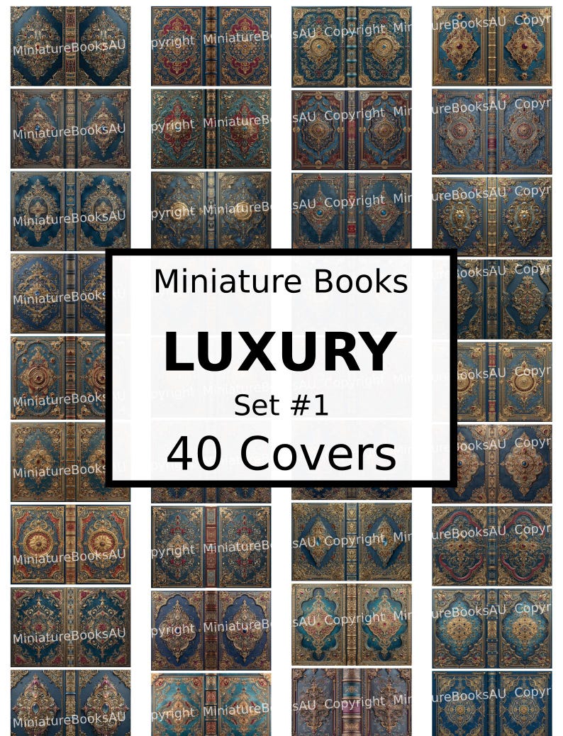 40 Luxury Miniature Book Covers, Downloadable Printable Books, Set #1 ...
