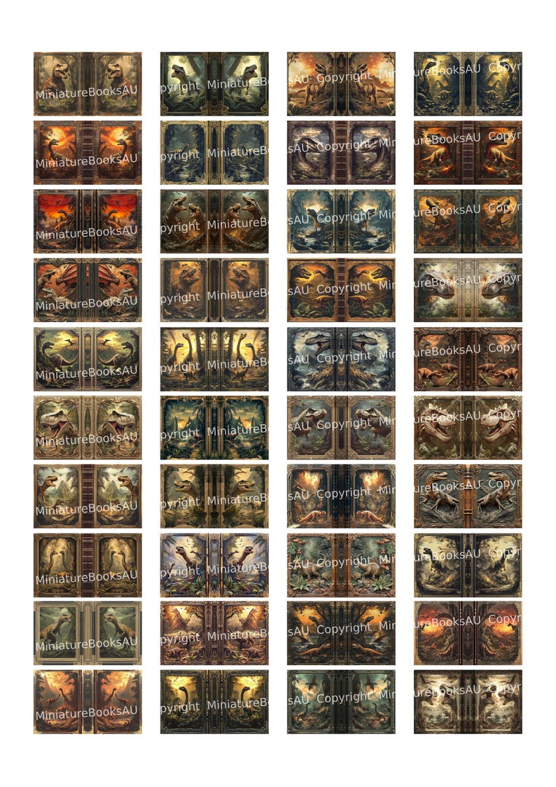 40 Dinosaurs Miniature Book Covers, Downloadable Printable Books, Set ...