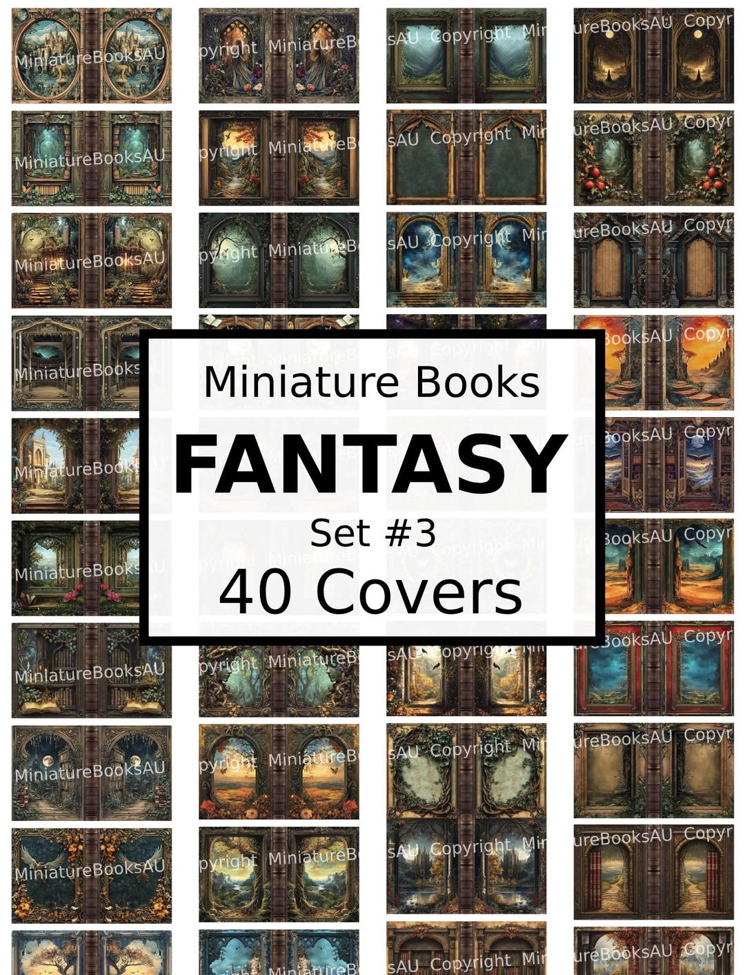40 Fantasy Miniature Book Covers, Downloadable Printable Books, Set #3 ...