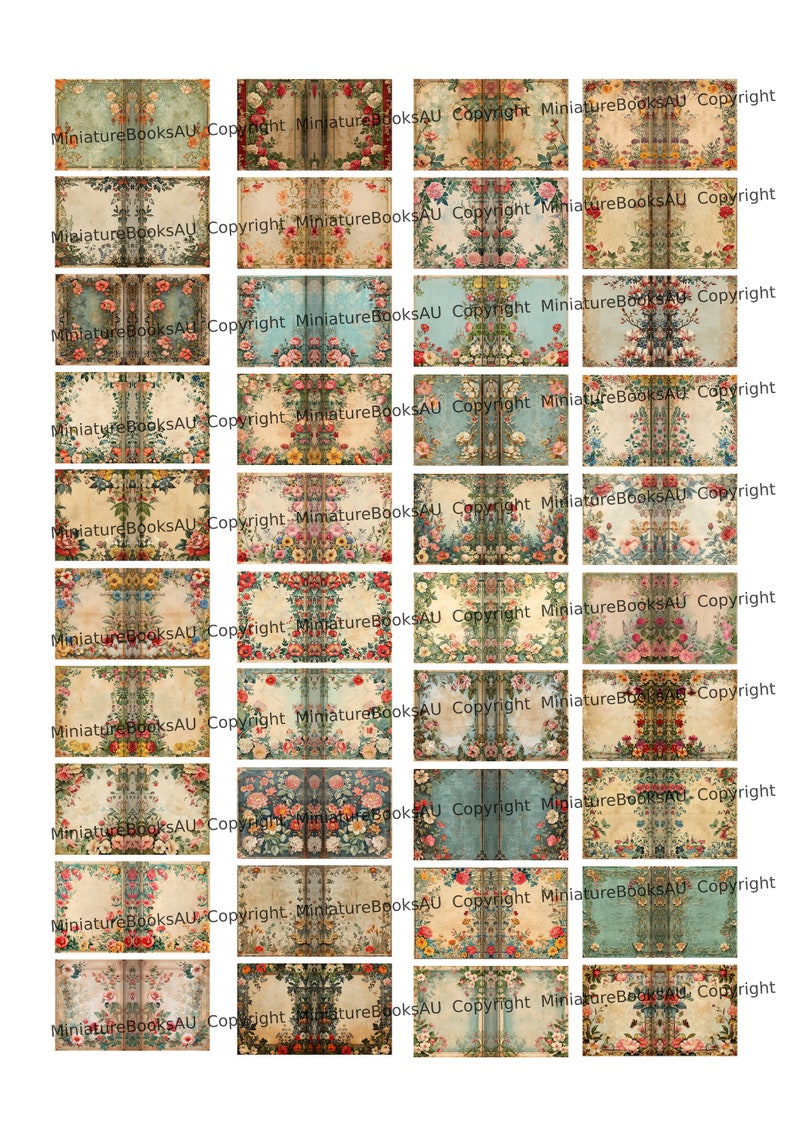 40 Vintage Flower Miniature Book Covers, Downloadable Printable Books ...