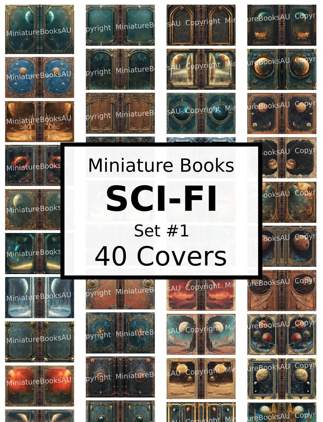 40 SCI-FI Miniature Book Covers, Downloadable Printable Books, Set #1 ...