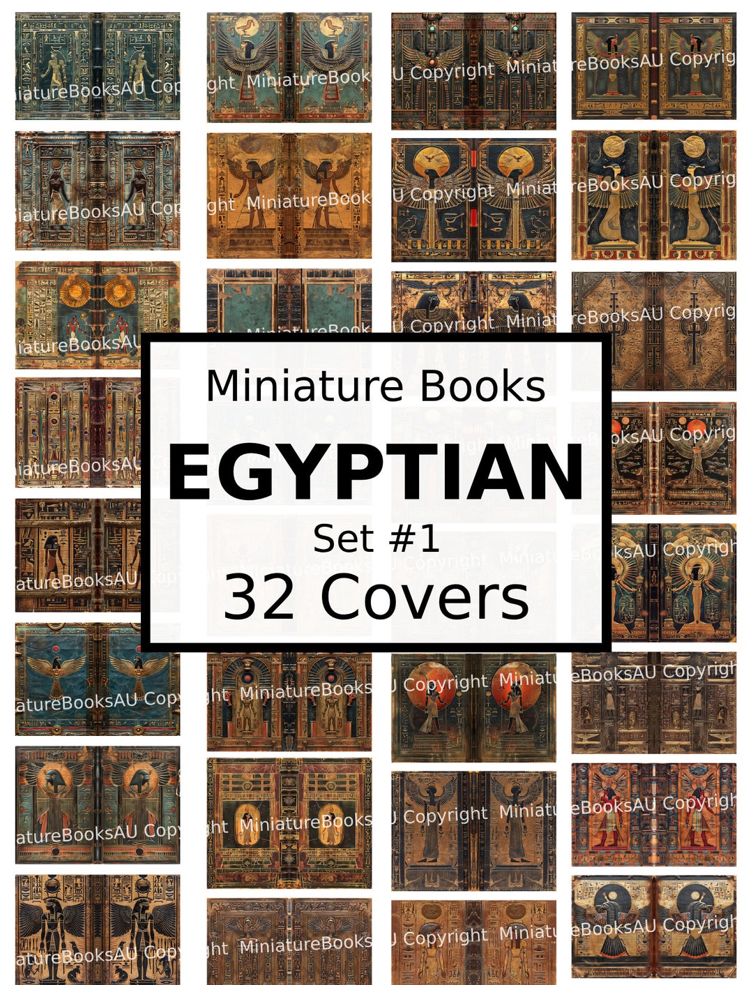 32 Egyptian Miniature Book Covers, Downloadable Printable Books, Set #1 ...