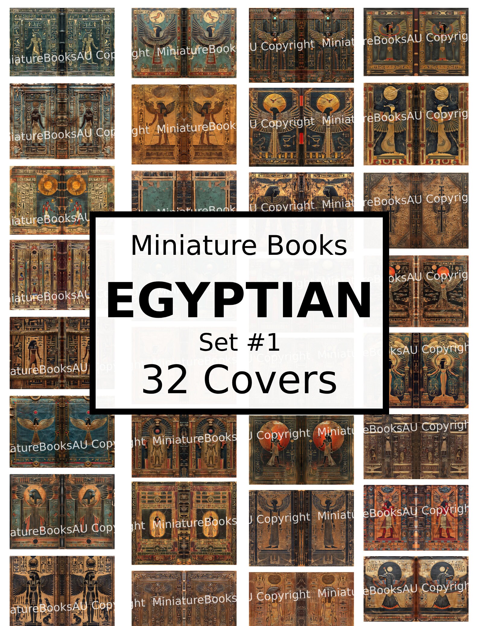 32 Egyptian Miniature Book Covers, Downloadable Printable Books, Set #1 ...