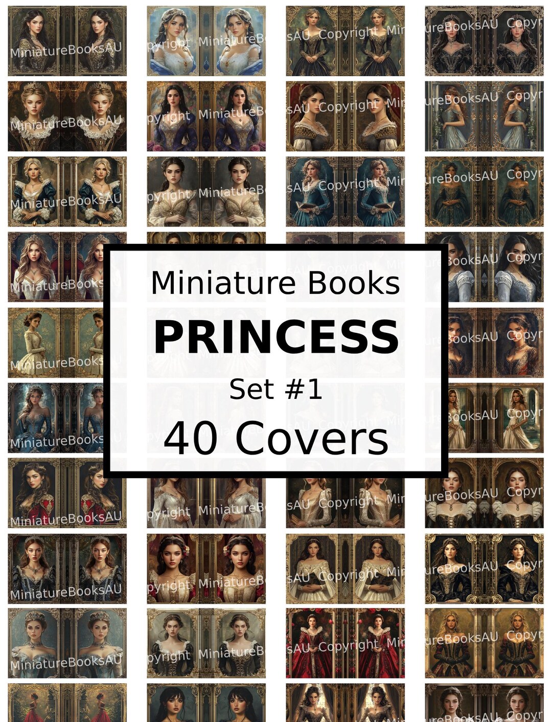 40 Princess Miniature Book Covers, Downloadable Printable Books, Set #1 ...