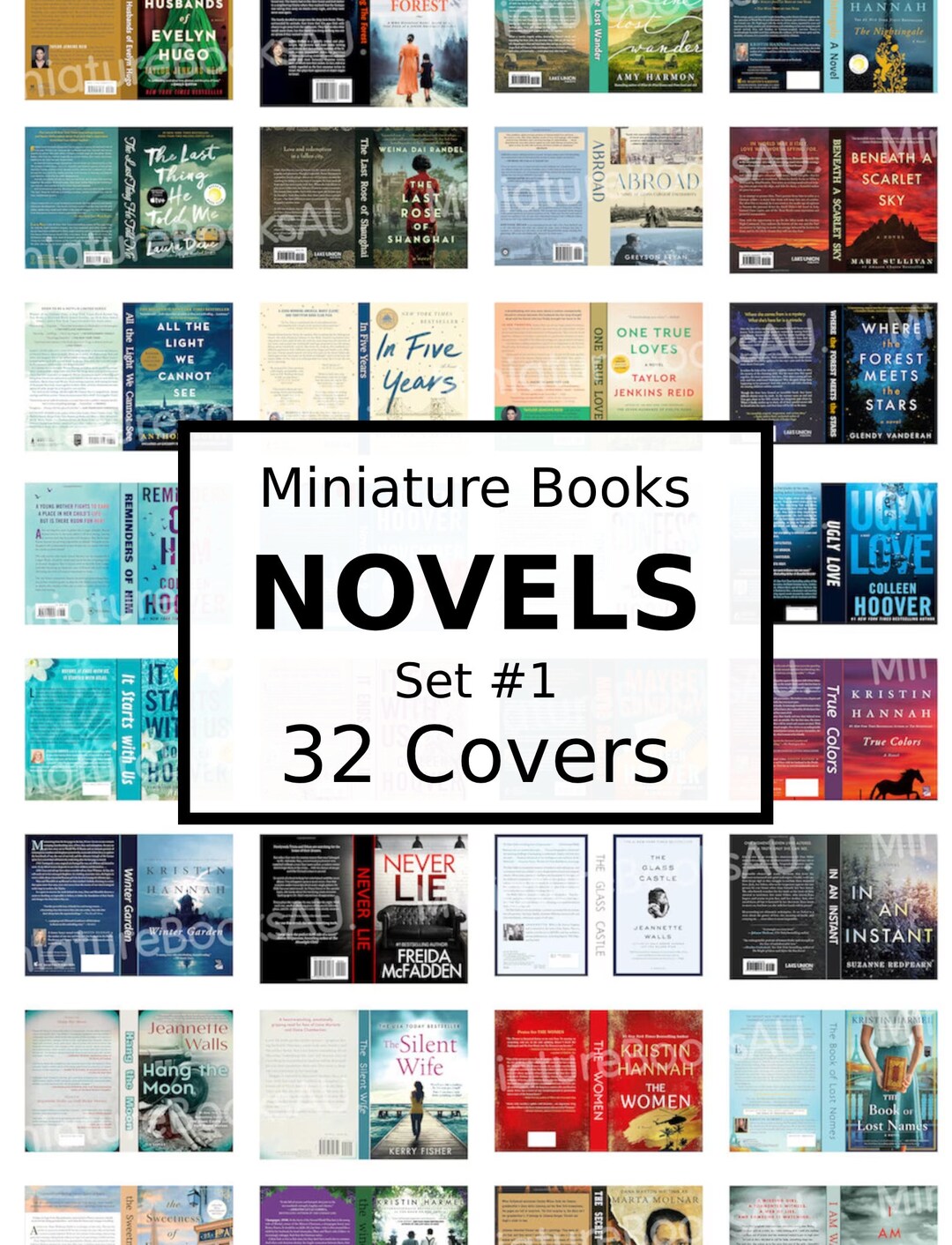 Miniature Book Covers (32), Novel Book Set #1, Downloadable Printable ...