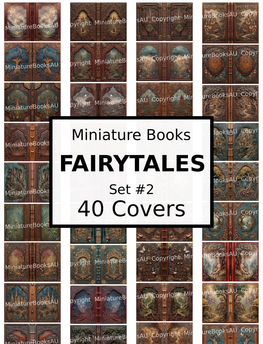 40 Fairy Tales Miniature Book Covers, Downloadable Printable Books, Set ...