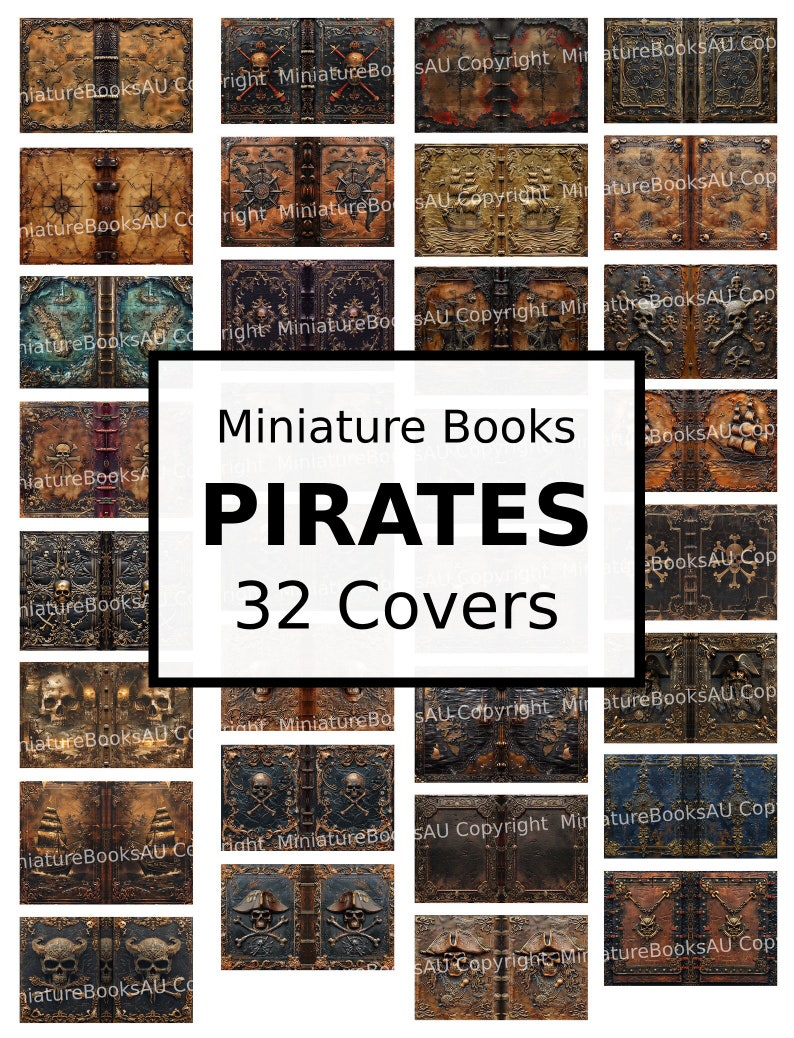32 Miniature Pirate Book Covers, Downloadable Printable Books, Set 1 - Etsy