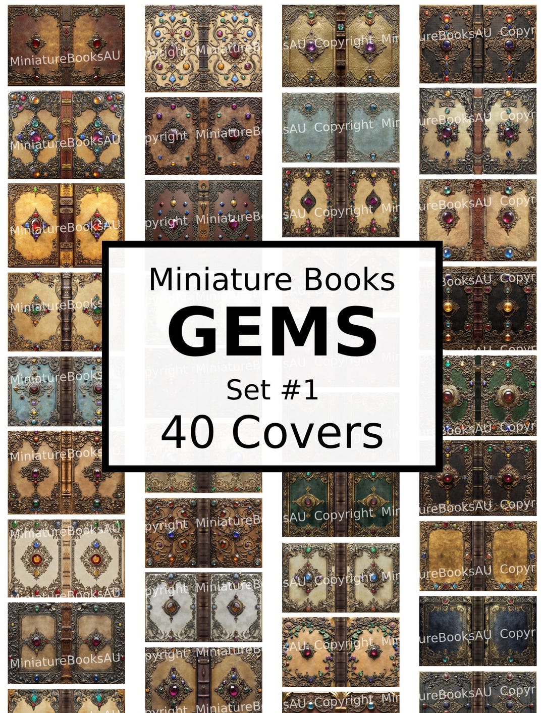 40 Gems Miniature Book Covers, Downloadable Printable Books, Set #1 - Etsy