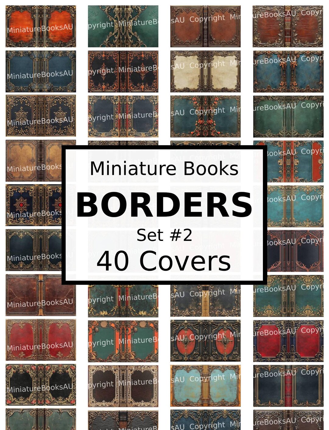 40 Borders Miniature Book Covers, Downloadable Printable Books, Set #2 ...