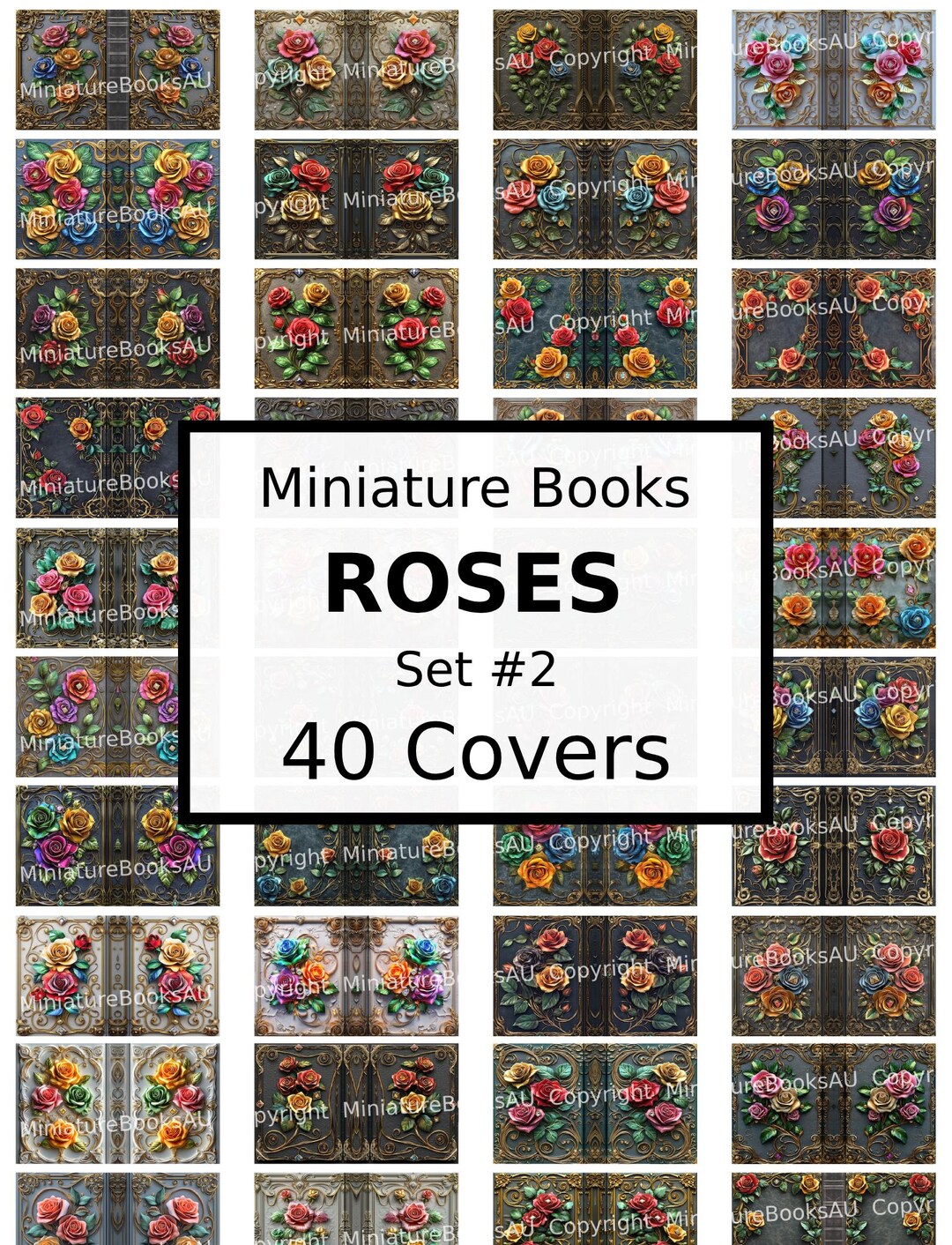 40 Roses Miniature Book Covers, Downloadable Printable Books, Set #2 - Etsy