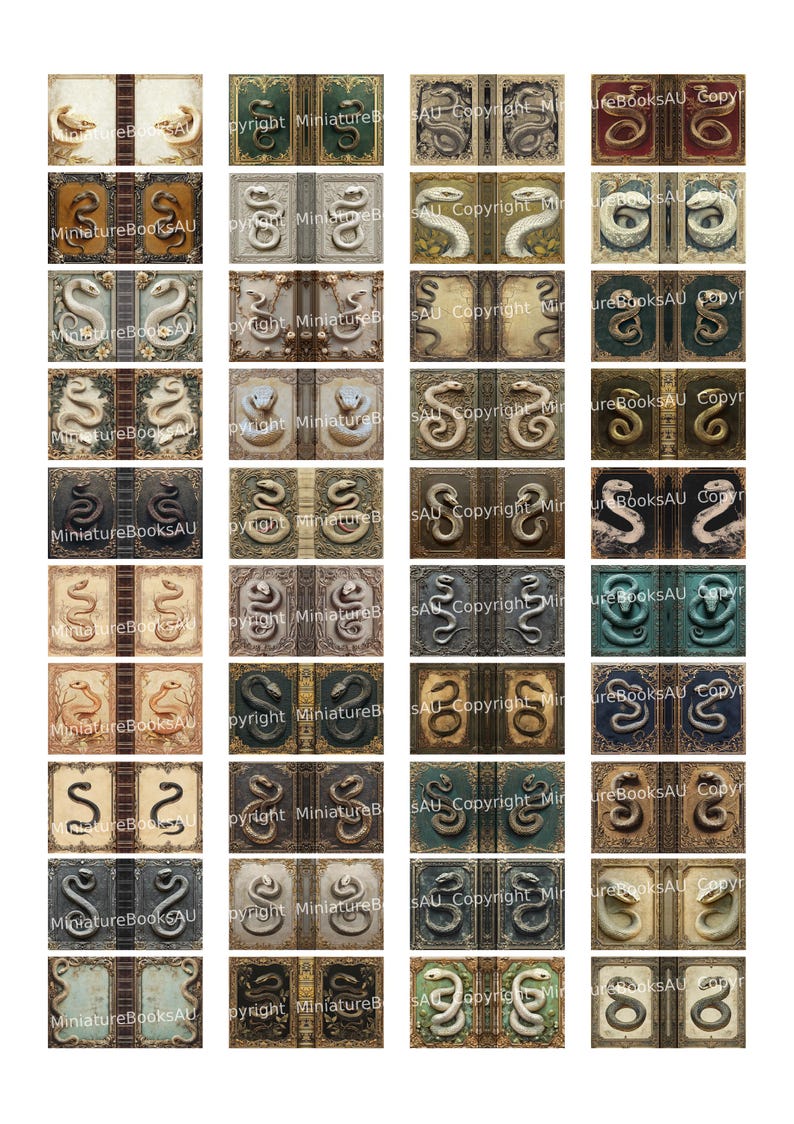 40 Snakes Miniature Book Covers, Downloadable Printable Books, Set #1 ...