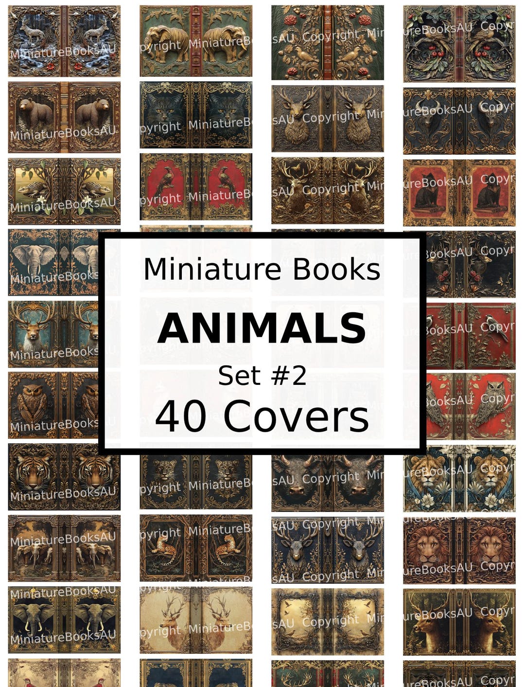 40 Animal Miniature Book Covers, Downloadable Printable Books, Set #2 ...