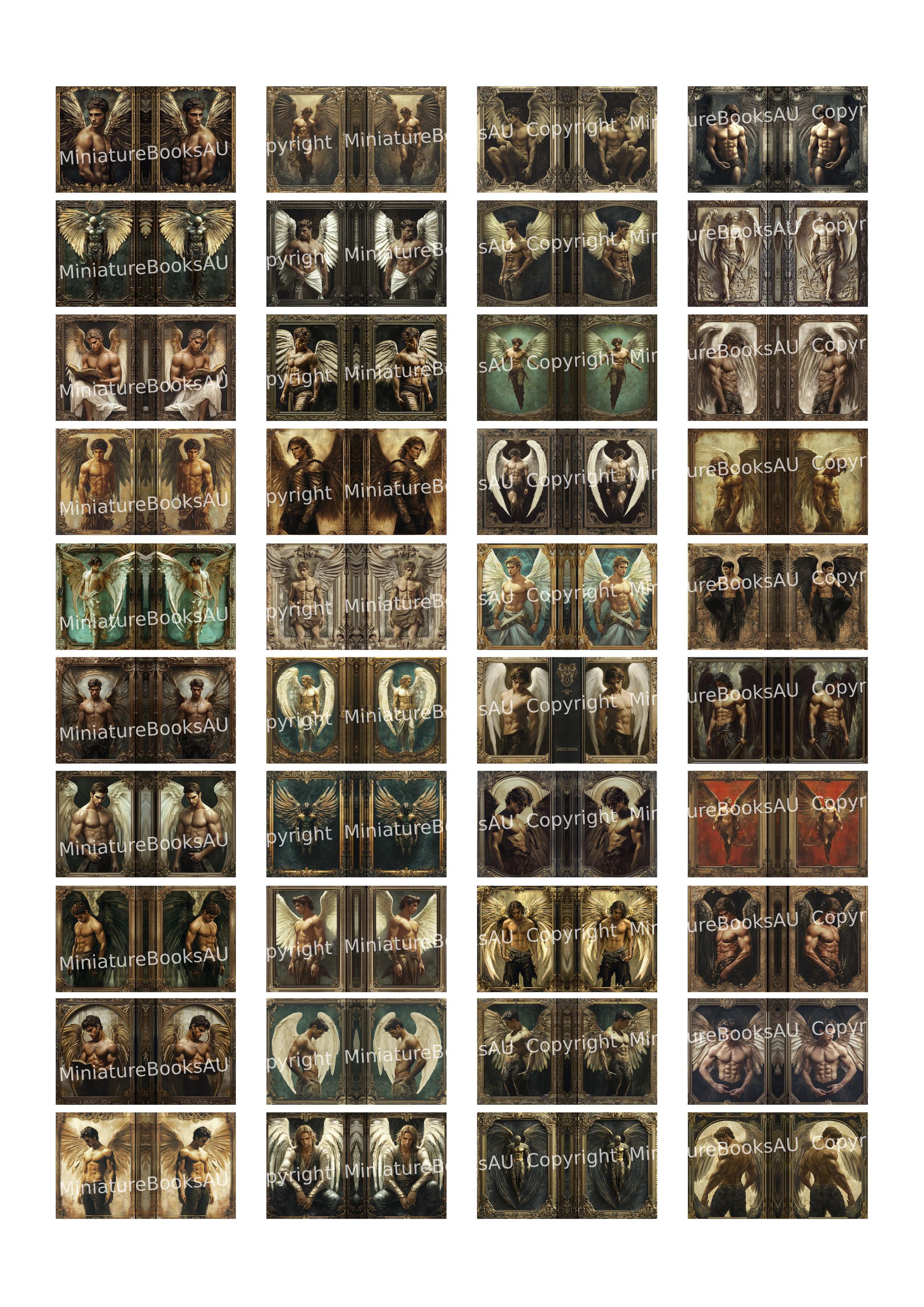 40 Male Angels Miniature Book Covers, Downloadable Printable Books, Set ...