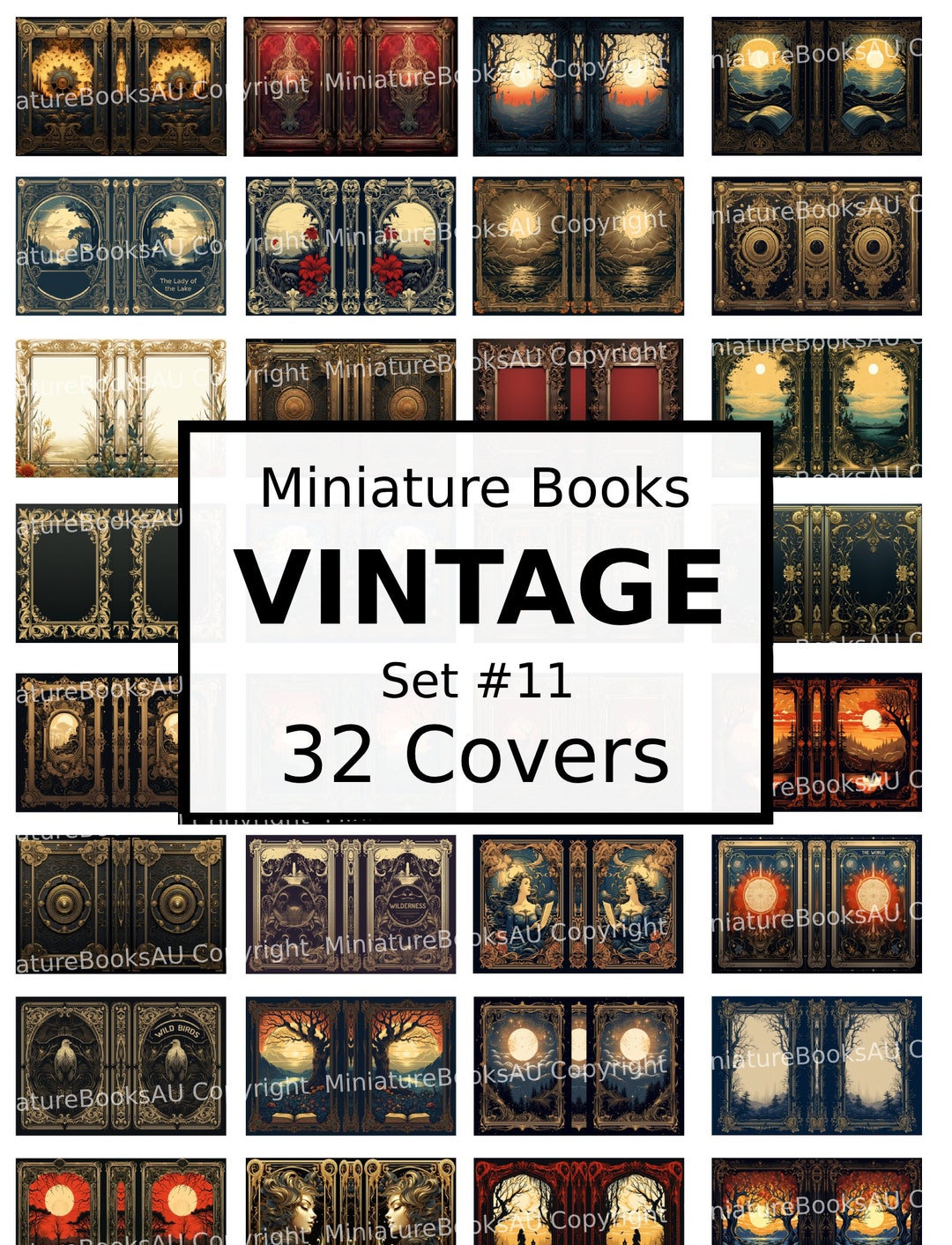 32 Vintage Miniature Book Covers, Downloadable Printable Books, Set #11 ...