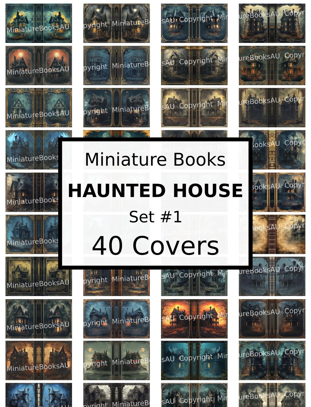 40 Haunted House Miniature Book Covers, Downloadable Printable Books ...