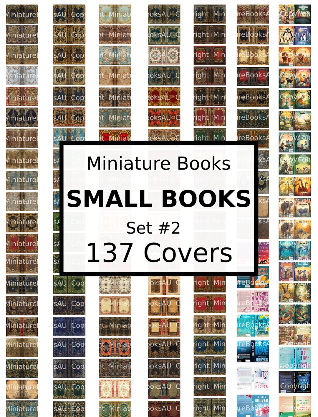 137 Small Miniature Book Covers, Downloadable Printable Books, Set #2 ...
