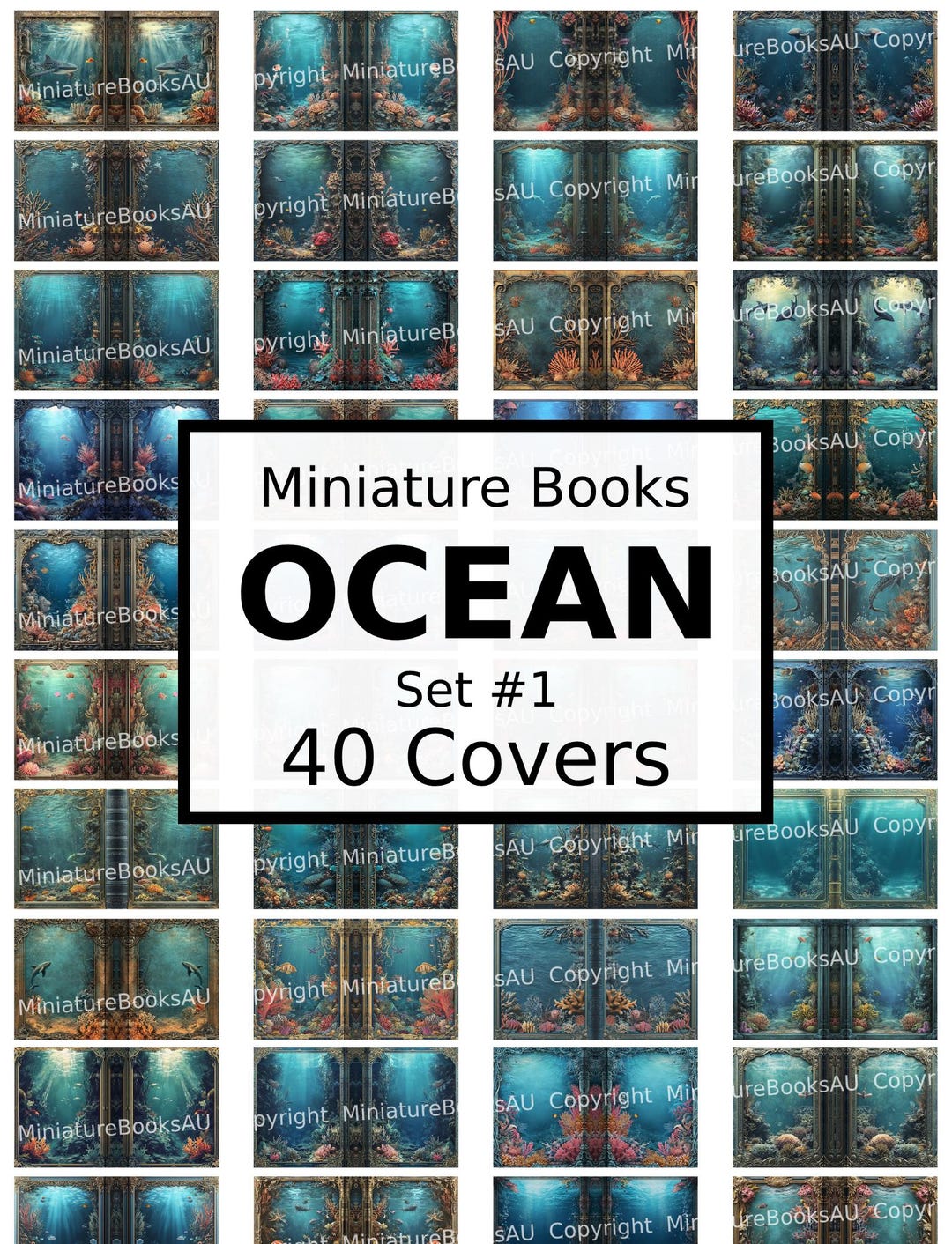 40 Ocean Miniature Book Covers, Downloadable Printable Books, Set #1 - Etsy