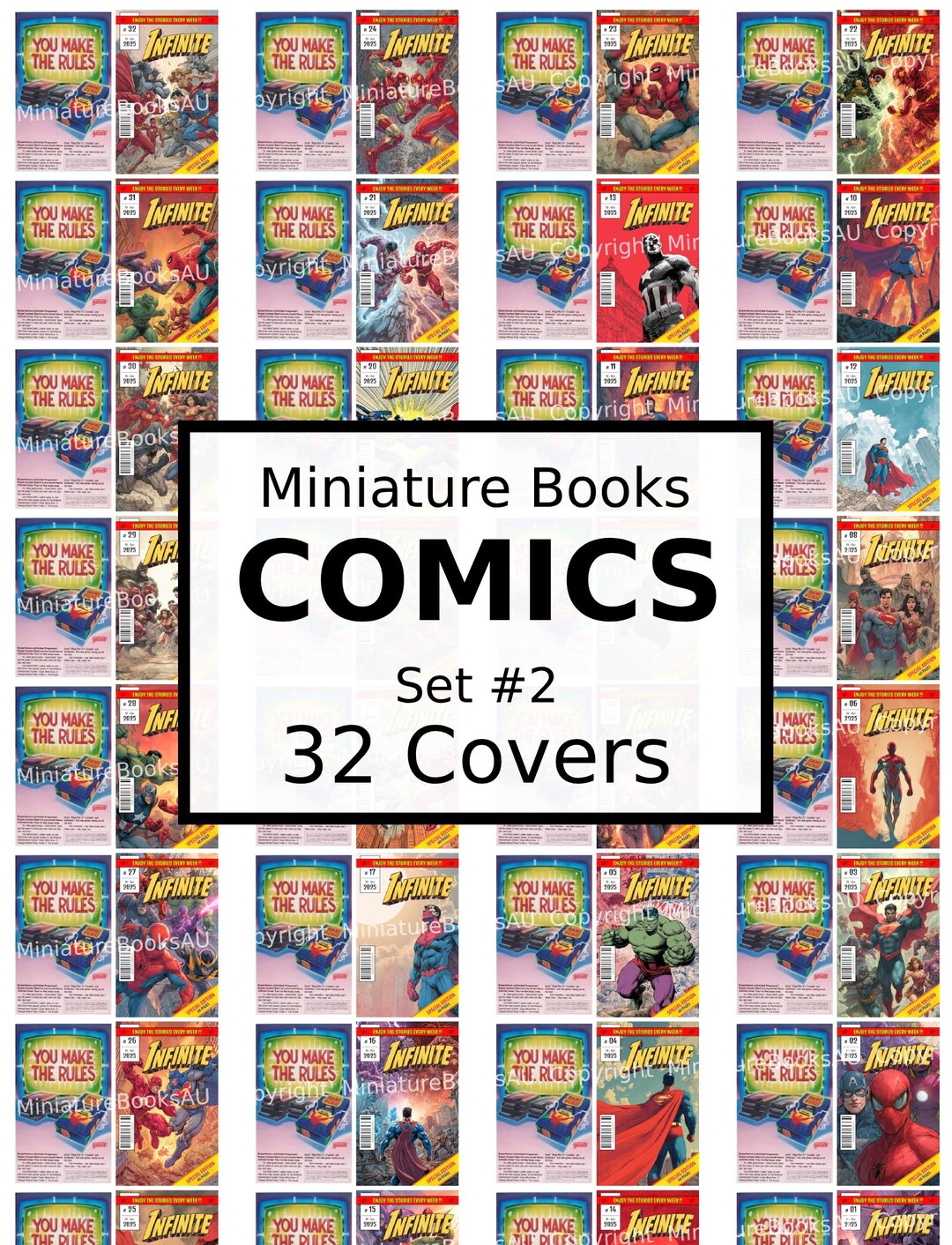 32 Comic Books Miniature Covers, Downloadable Printable Books, Set #2 ...