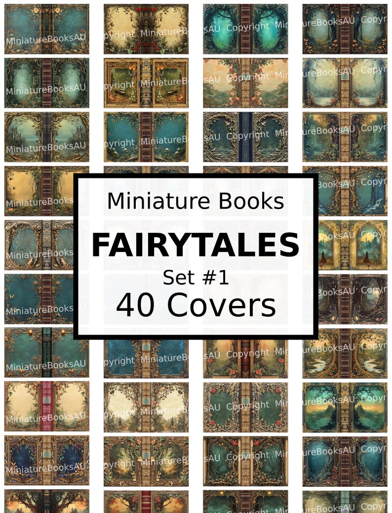 40 Fairy Tales Miniature Book Covers, Downloadable Printable Books, Set ...