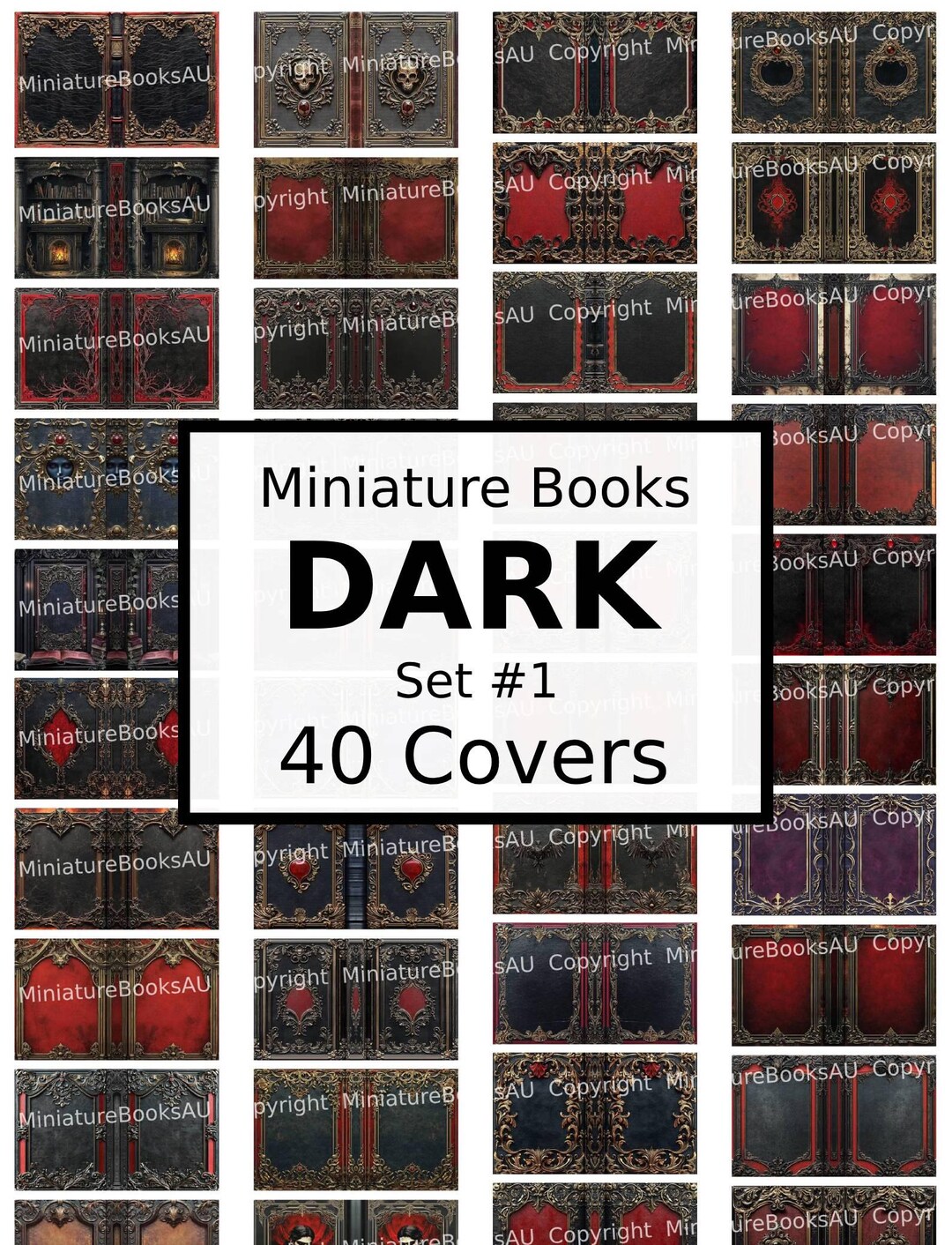 40 Dark Miniature Book Covers, Downloadable Printable Books, Set #1 - Etsy