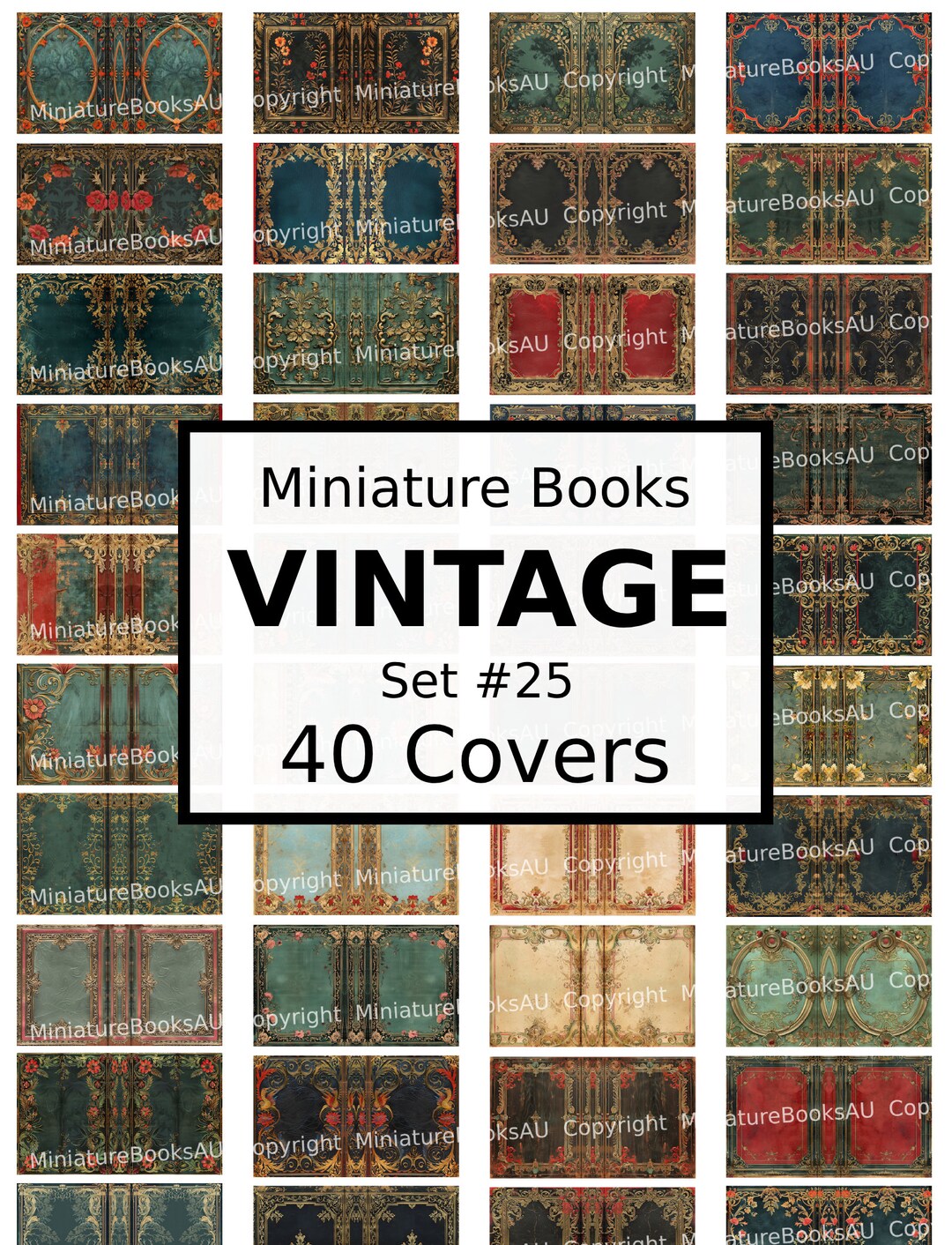 40 Vintage Miniature Book Covers, Downloadable Printable Books, Set #25 ...
