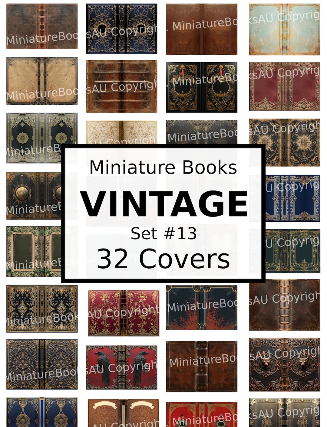 32 Vintage Miniature Book Covers, Downloadable Printable Books, Set #13 ...
