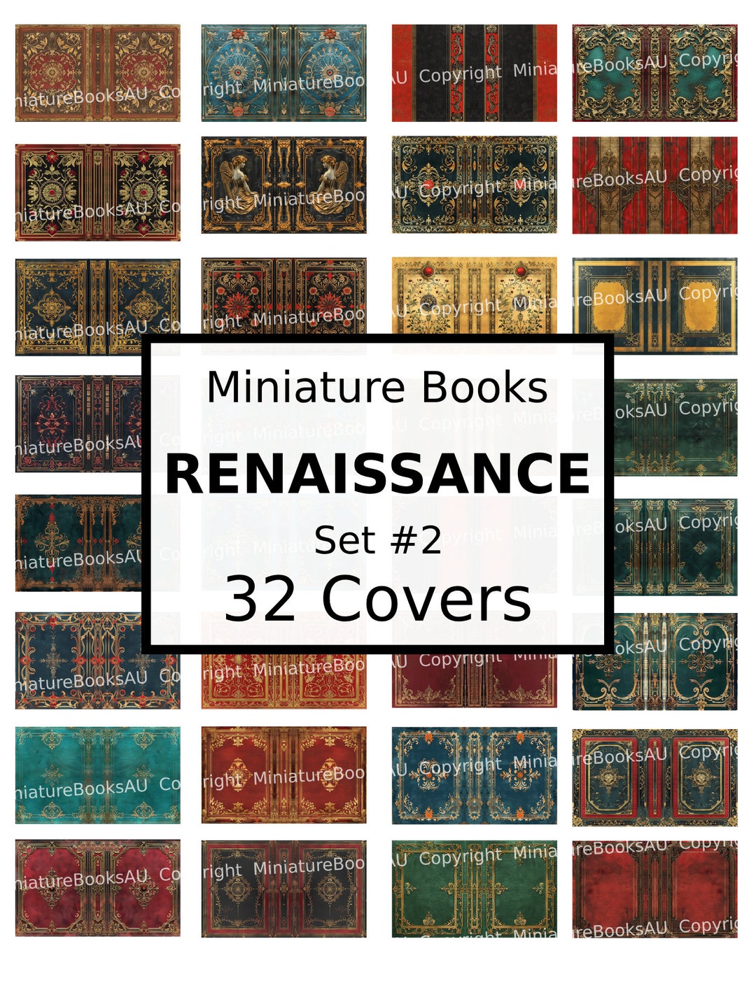 32 Renaissance Miniature Book Covers, Downloadable Printable Books, Set ...