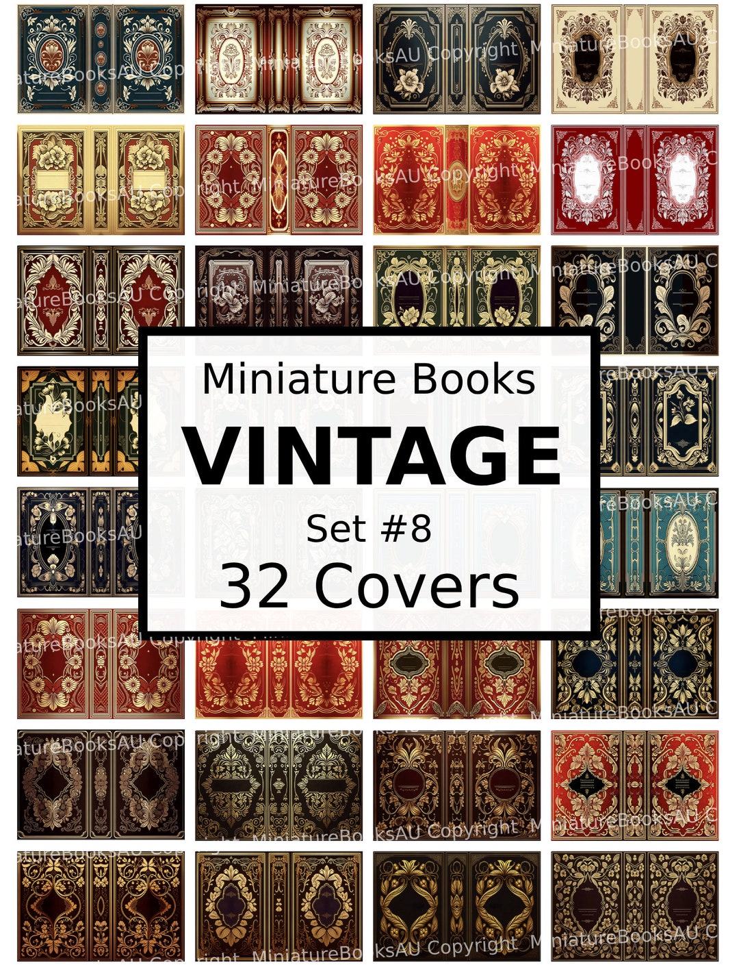 32 Vintage Miniature Book Covers, Downloadable Printable Books, Set #8 ...