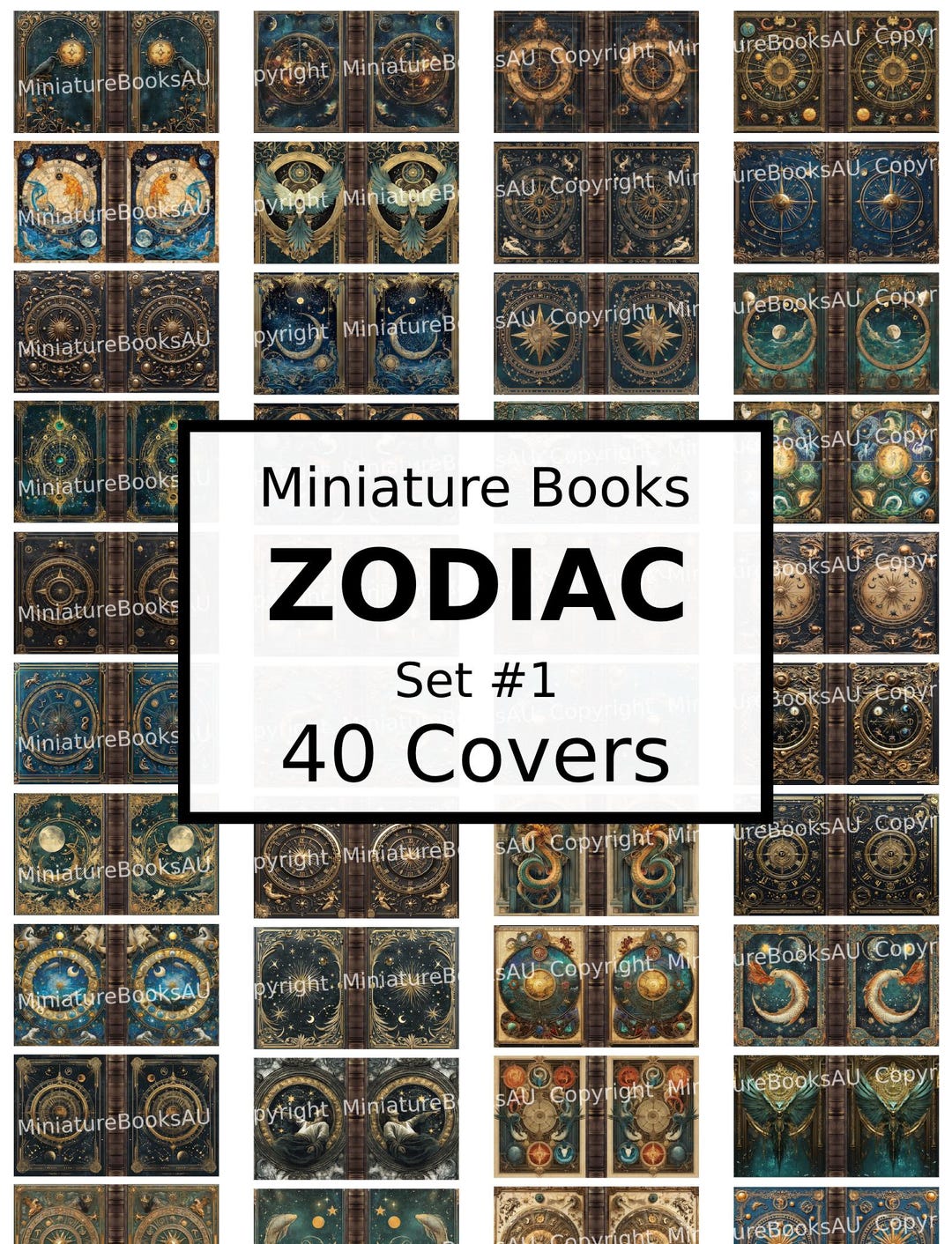 40 Zodiac Miniature Book Covers, Downloadable Printable Books, Set #1 ...
