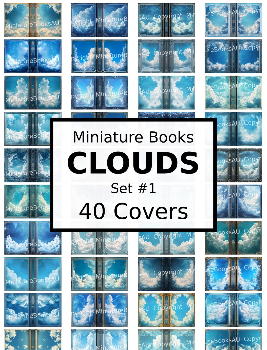 40 Clouds Miniature Book Covers, Downloadable Printable Books, Set #1 ...