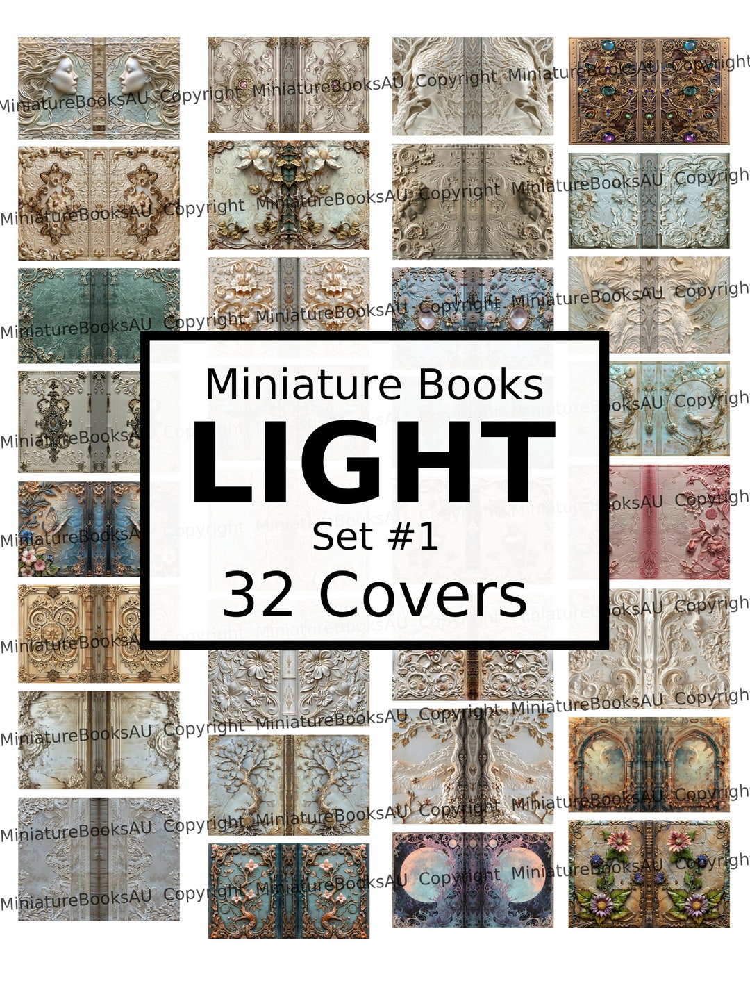 32 Light Miniature Book Covers, Downloadable Printable Books, Set #1 - Etsy